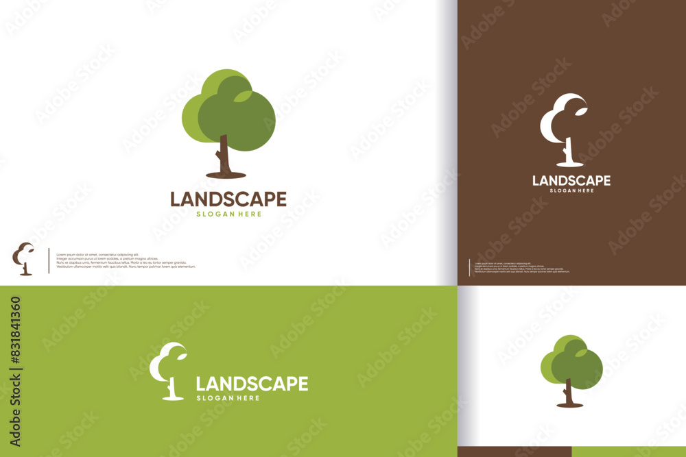 garden logo with abstract green tree icon, logo design inspiration ...