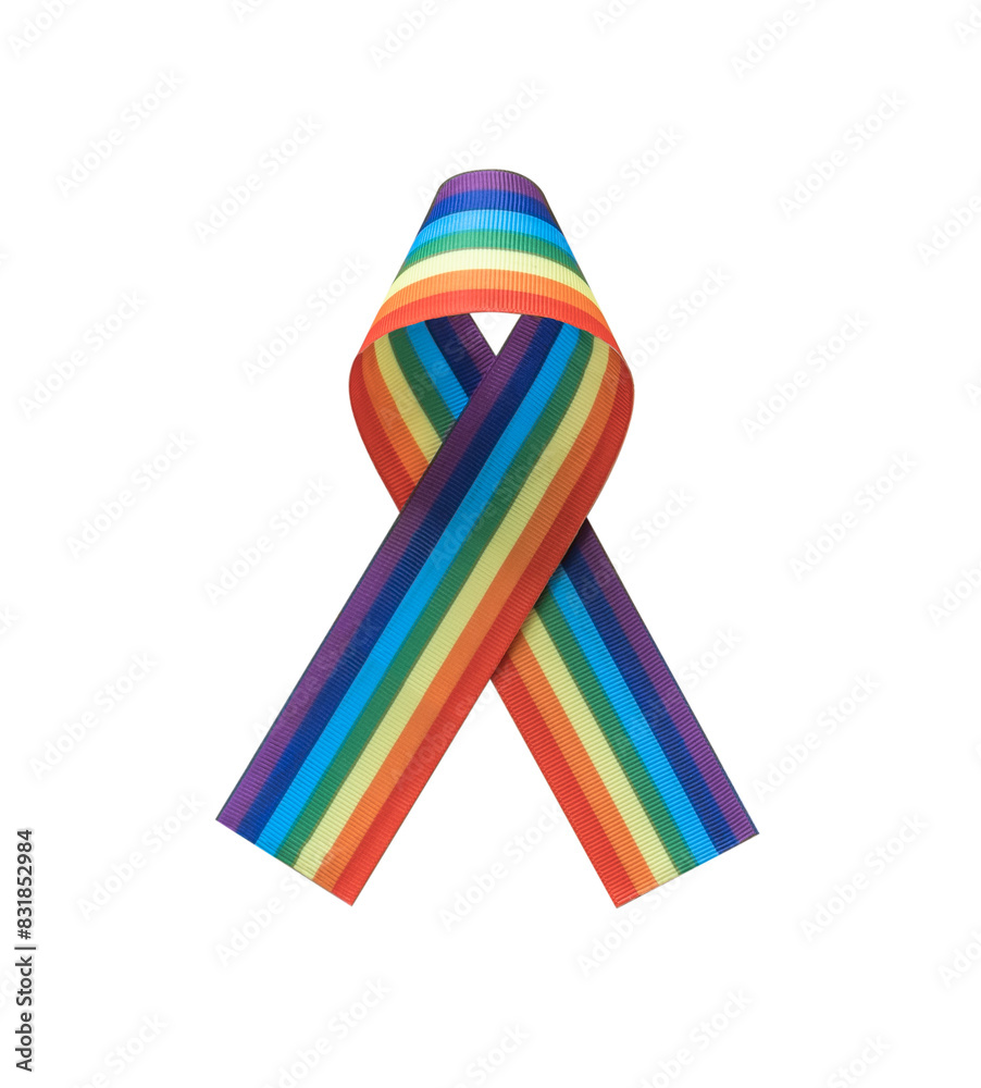 LGBT, LGBTQ, gay pride month with rainbow ribbon awareness png isolated ...