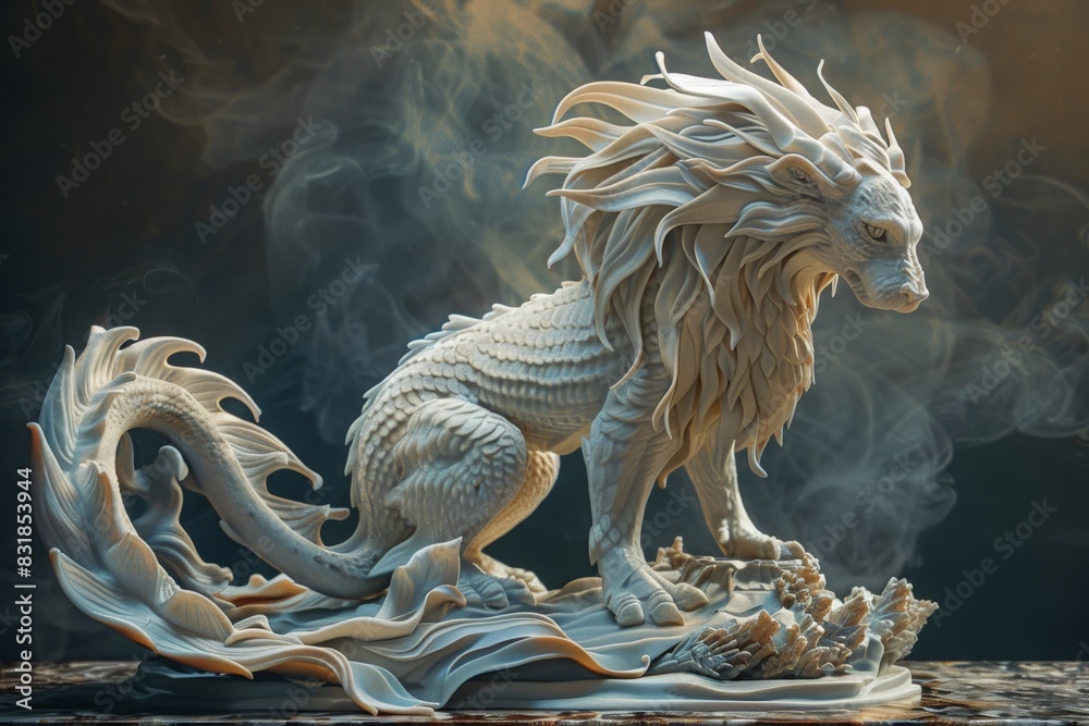 Combine elements of various mythical creatures into one sculpture, like ...