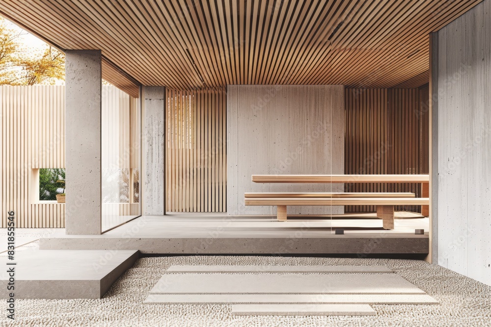 Architectural renderings that employ a minimalist aesthetic, utilizing ...