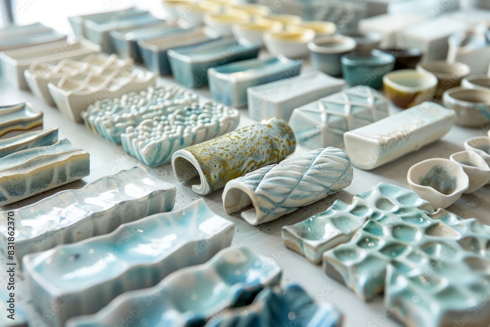 Ceramics in interior design. Ceramic tiles, wall art, and decorative ...