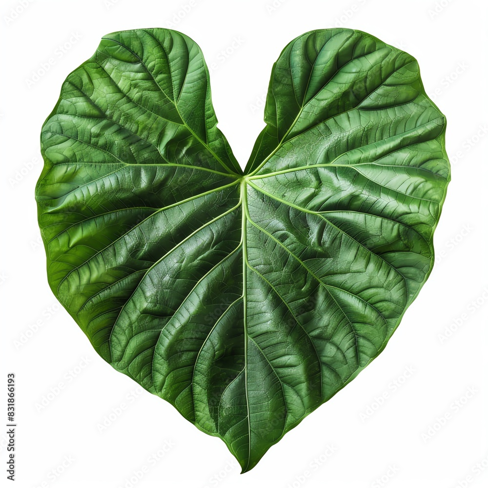 Elephant Ear Leaf with large, heartshaped form, isolated white ...
