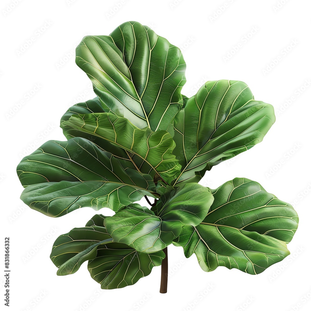 Fiddle Leaf Fig with lush, broad leaves, isolated white background ...