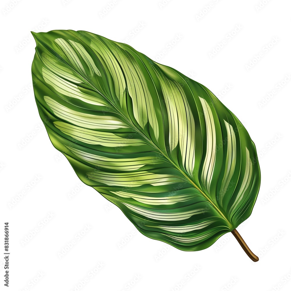 Calathea Leaf with striking patterns, isolated white background ...