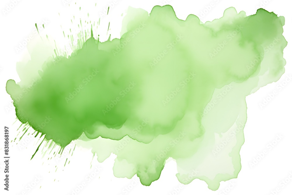 Watercolor green ink splash vector isolated on white background, green ...