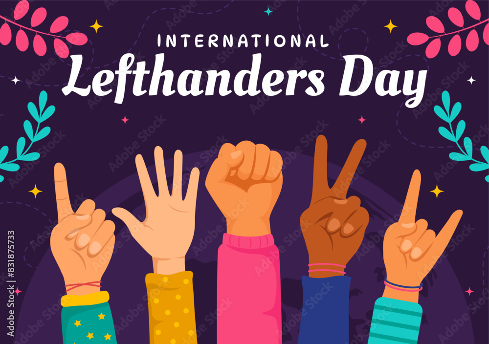 Happy Left Handers Day Celebration Vector Illustration with Raising ...