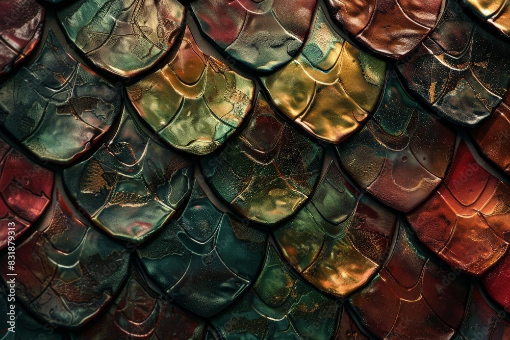 Wall tiles that mimic the scales of a dragon, with a texture that ...