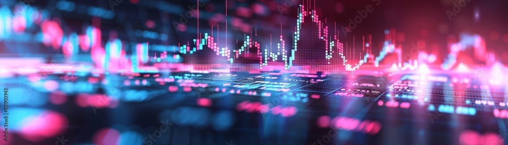 Highfrequency trading setup showing stock market fluctuations, top view ...