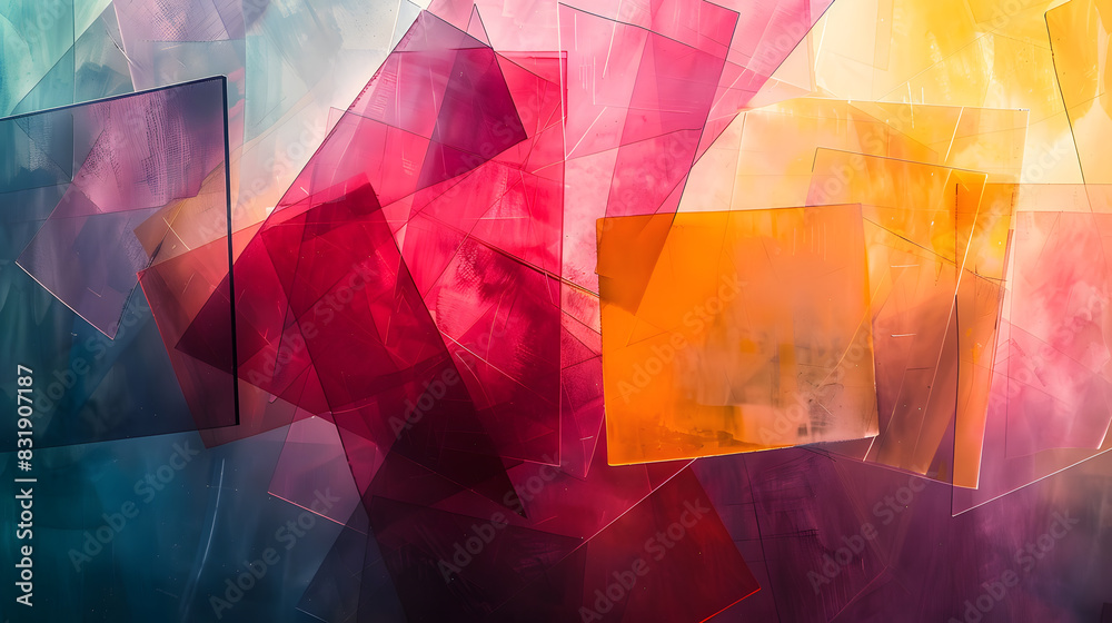 An abstract background with overlapping transparent shapes. Use a mix ...