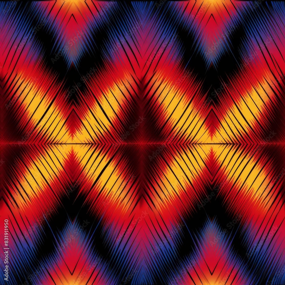 Kasuri Ikat vivid symbolic pattern, rich colors, traditional motifs ...