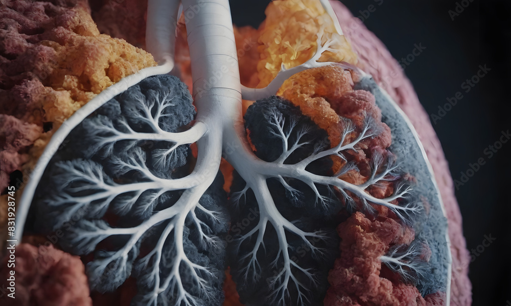 Polluted Lungs. A visually striking image depicting human lungs filled ...