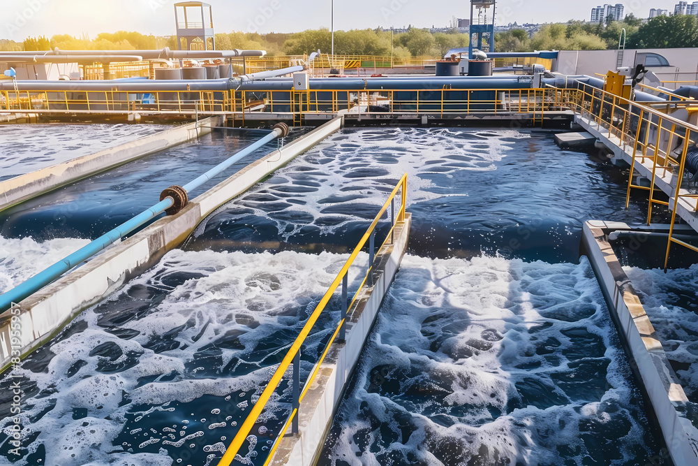 environmental water - Water treatment tank with wastewater, ecosystem ...