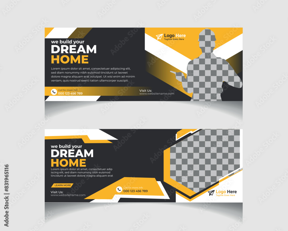 Vector construction social media post Facebook cover template design ...
