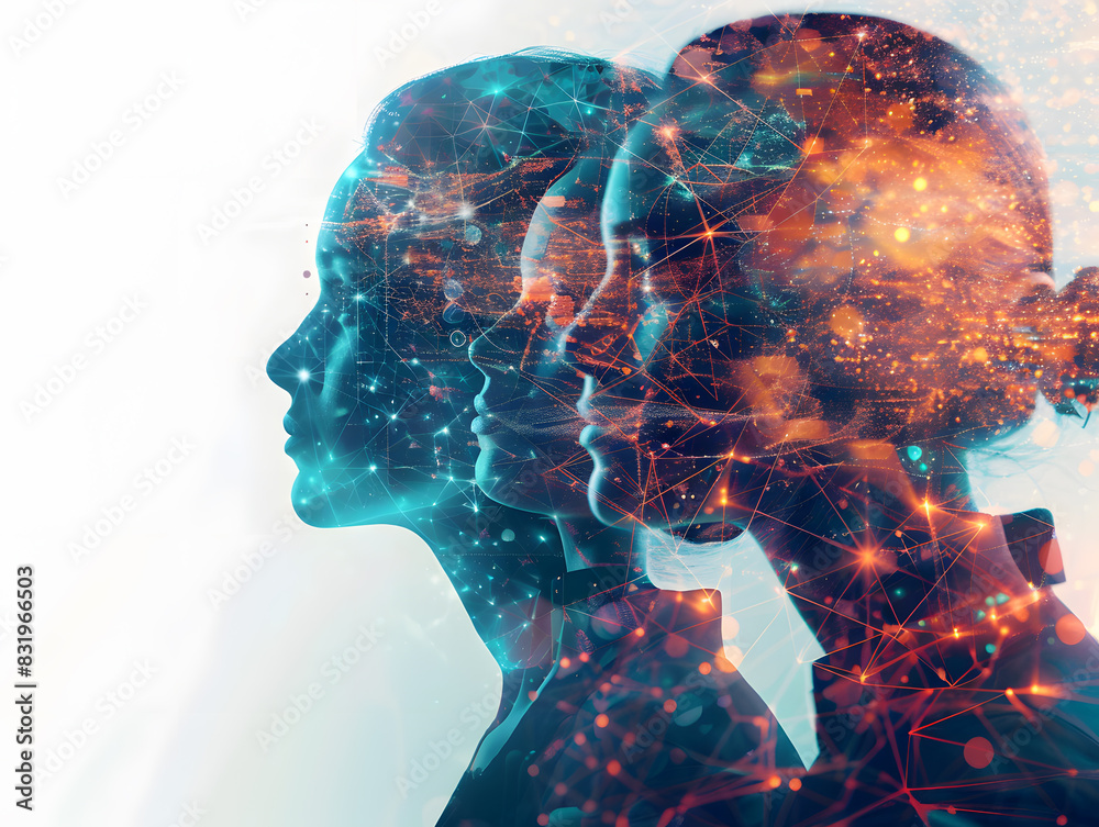 Digital of interconnected minds spanning the globe, where diverse ...