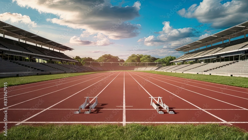 Empty Track and Field Running Jumping Racing Race track for atheletes ...