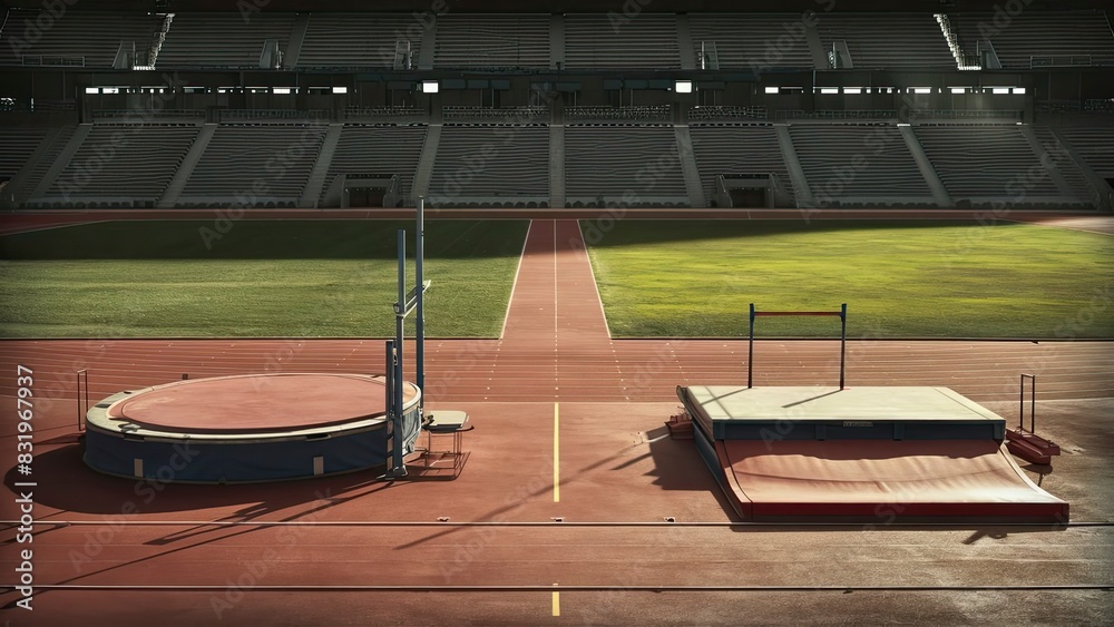 Empty Track and Field Running Jumping Racing Race track for atheletes ...