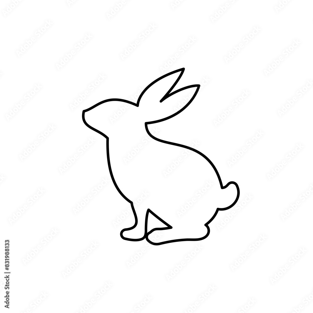 Rabbit silhouette, outline icon vector. Simple farm rabbit icon ...