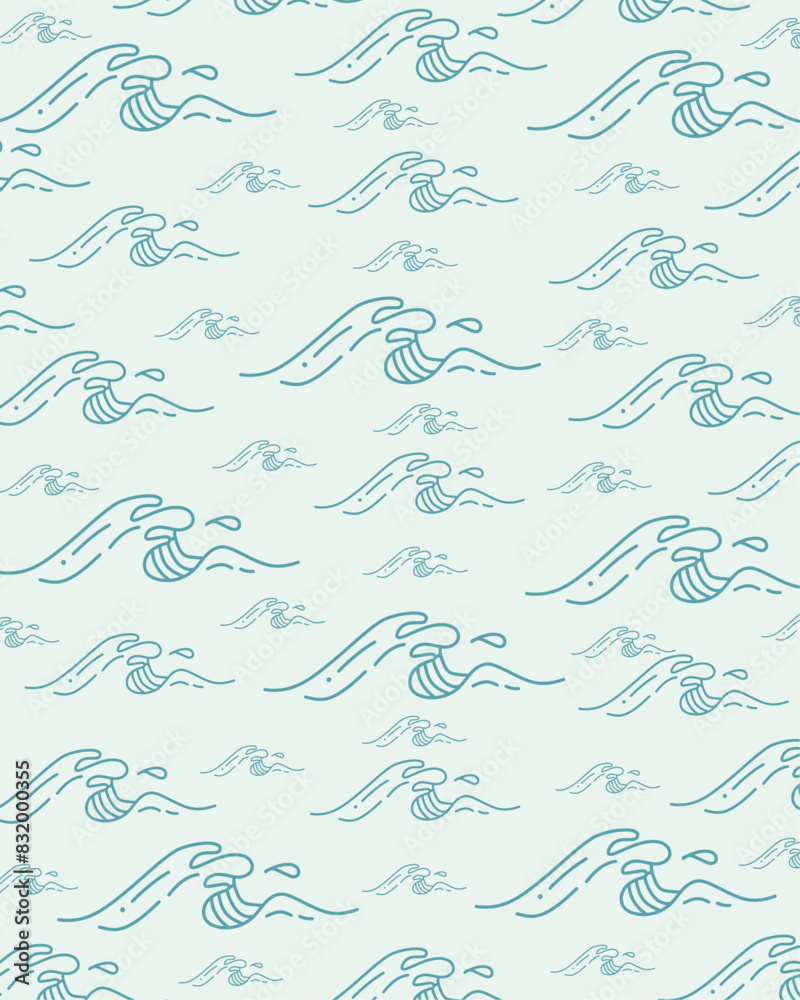 Quiet clear blue water surface seamless pattern illustration. Modern ...