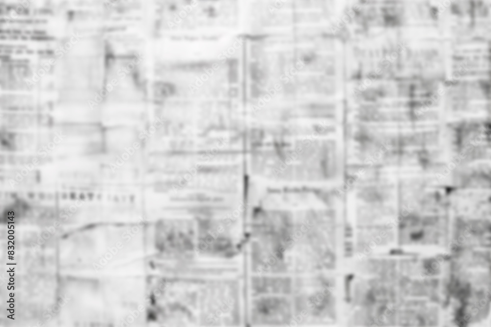 Blurred and worn newspaper texture in black and white, creating a ...