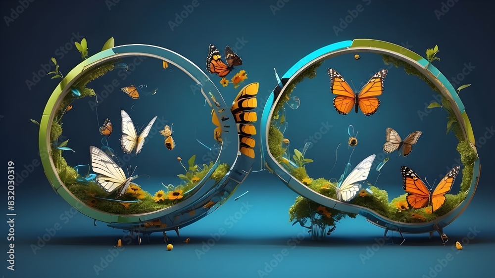 A digitally futuristic depiction of a butterfly's lifecycle. The idea ...