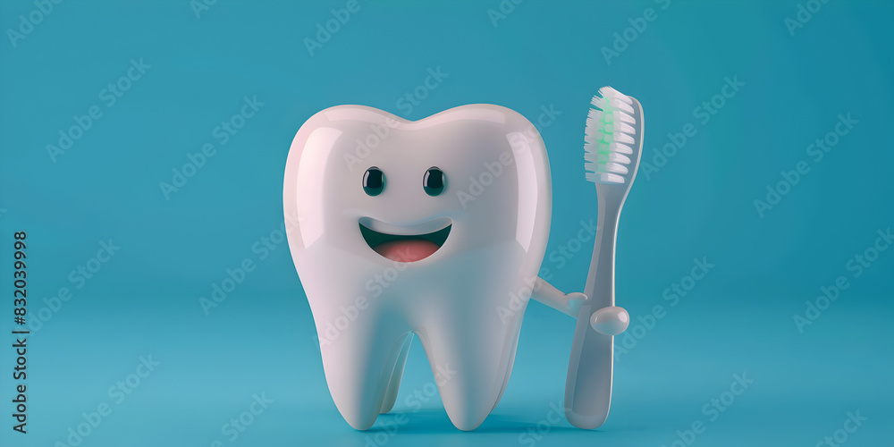 Cartoon tooth stands with a toothbrush, View Dental whimsy Funny tooth ...