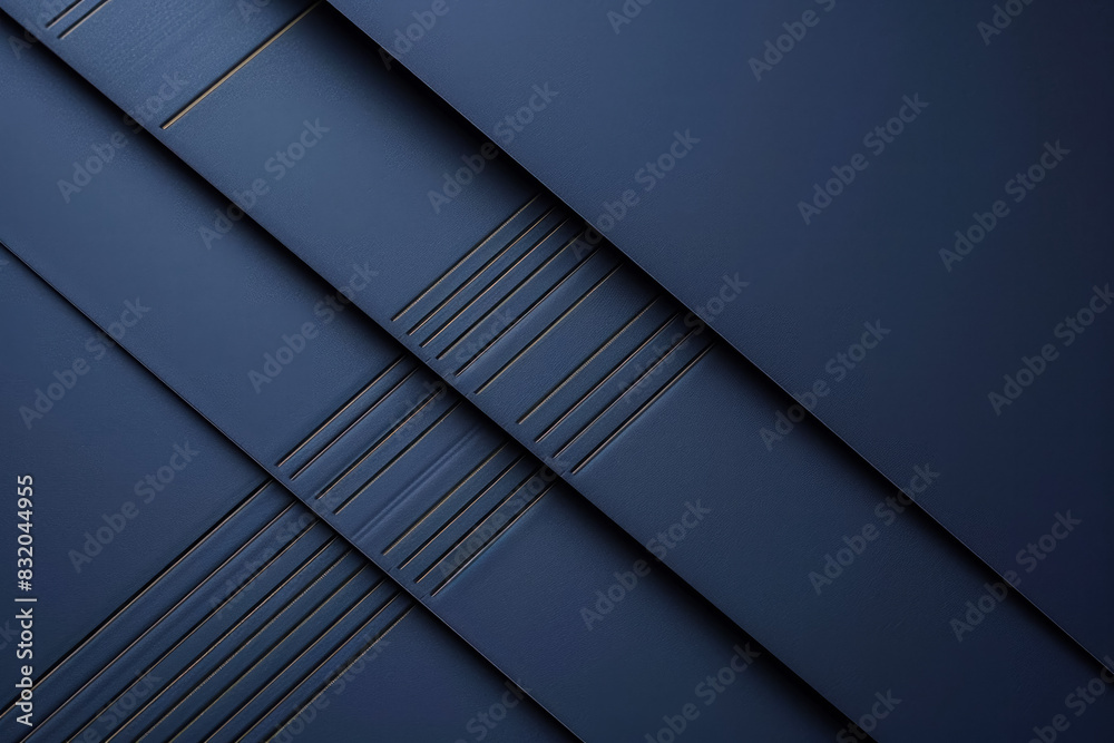 Abstract Composition Of Overlapping Dark Blue Panels With Subtle Line Patterns Creating A
