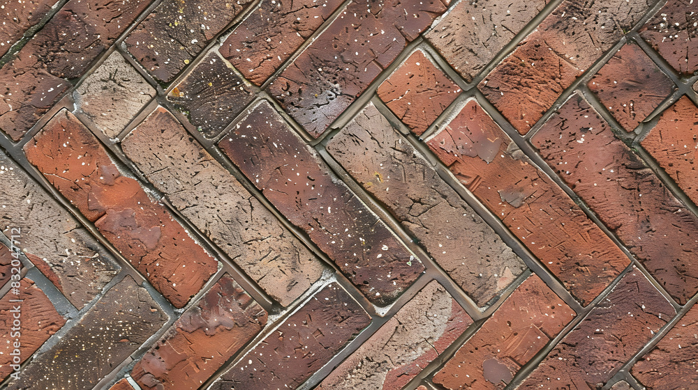 A diagonal red brick square pattern and texture. This side of a brick ...