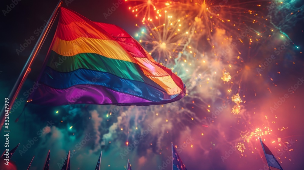 Rainbow Fourth of July and Pride Month Celebration with Vibrant ...
