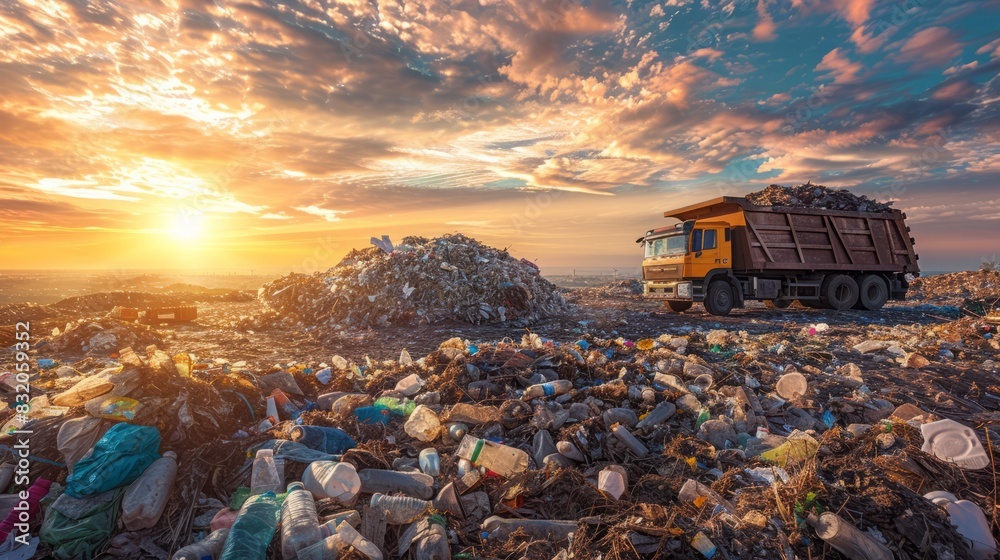 Vector illustration of littering waste pile disposed on the street ...
