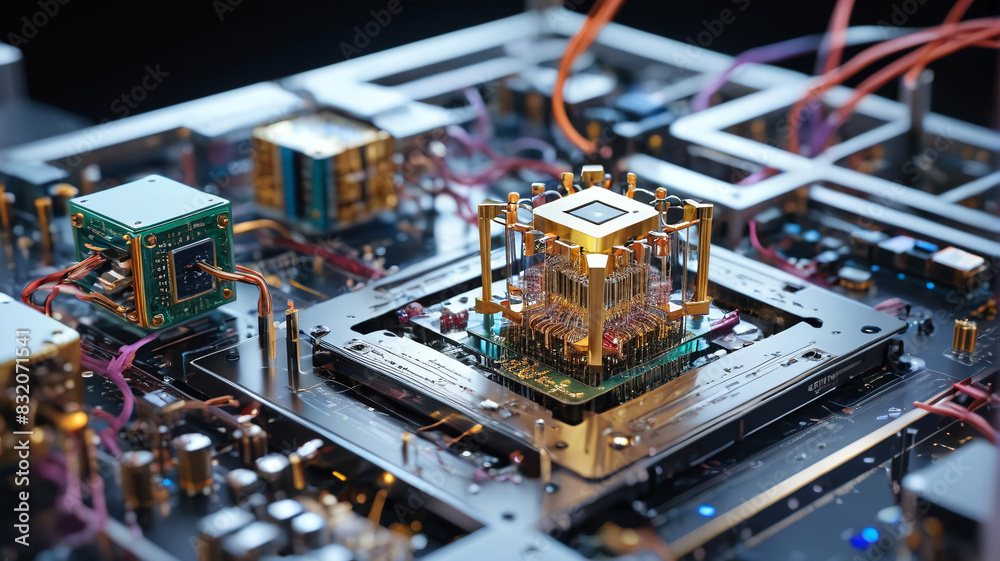Cutting-edge quantum computing lab with scientists monitoring qubit interactions, breakthroughs ...