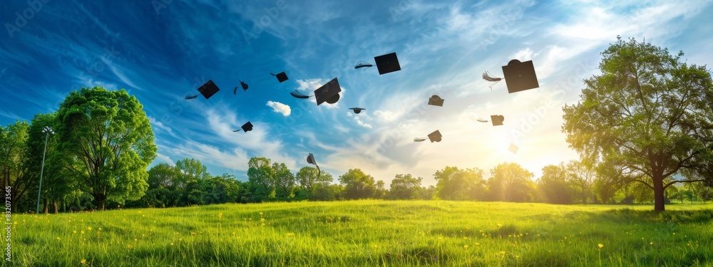 Graduation Season Bliss: Sunny Park, Fresh Grassland, and AI-Generated ...