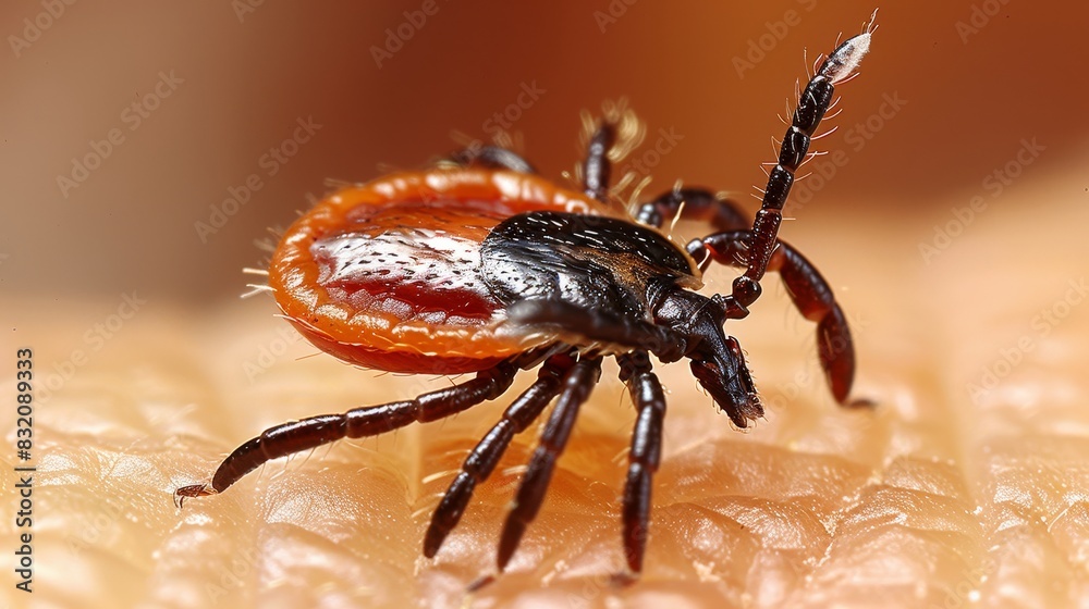Dangerous tick insect on human skin, a perilous parasite posing a ...