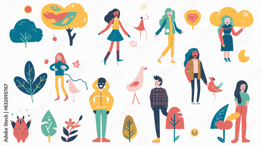 Positive psychology elements for happy attitude and wellbeing tiny ...