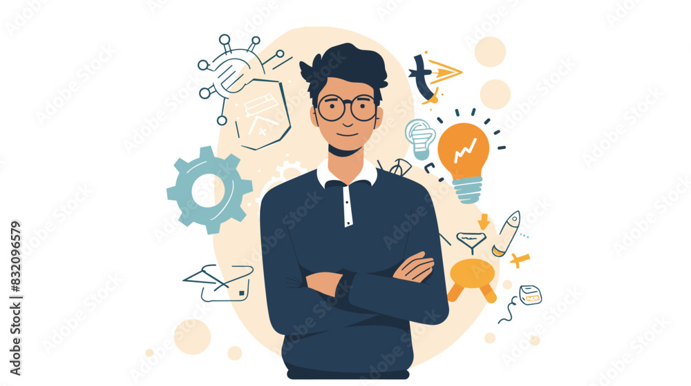 Professional skills and strengths for career success, vector collection ...