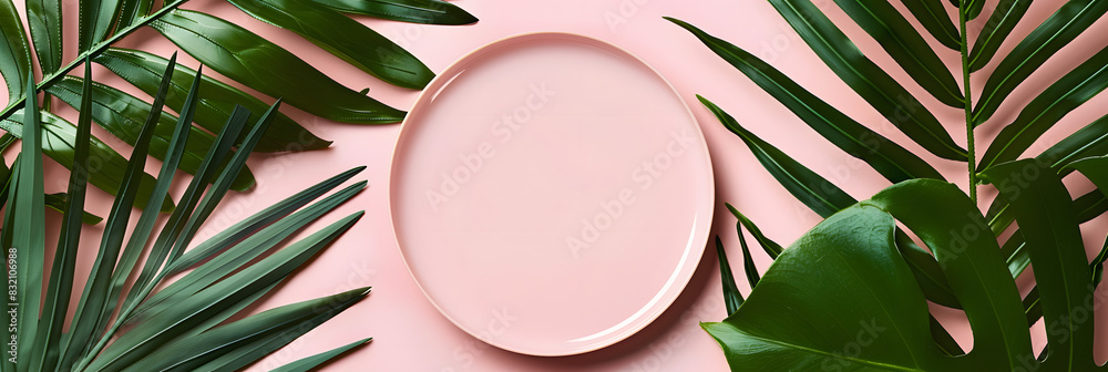 A minimalistic top down view of millennial pink paper background with ...