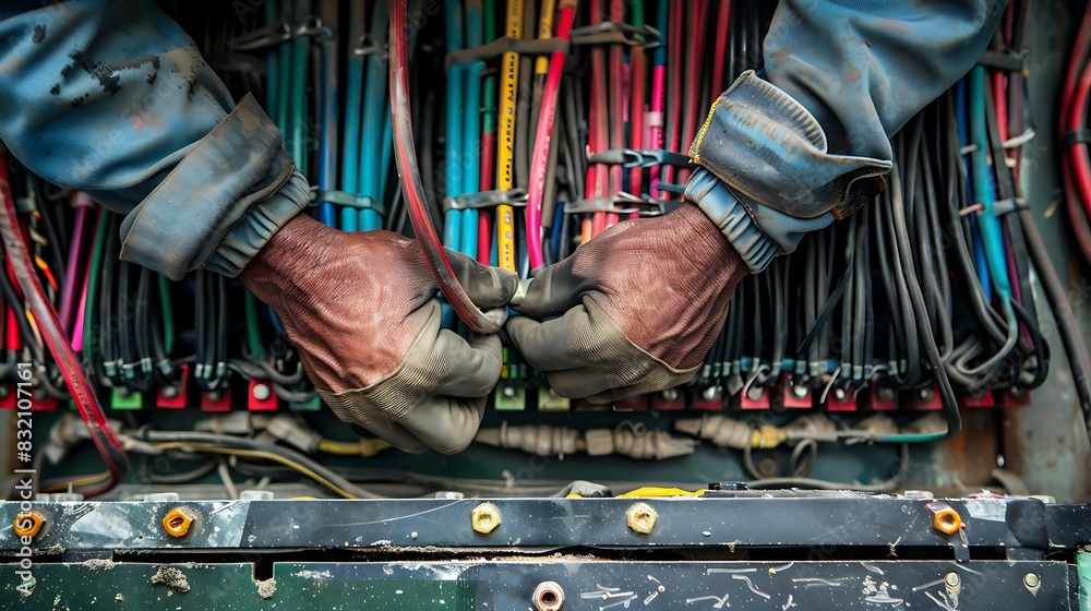 Show an electrician connecting wires inside a junction box--neatly ...