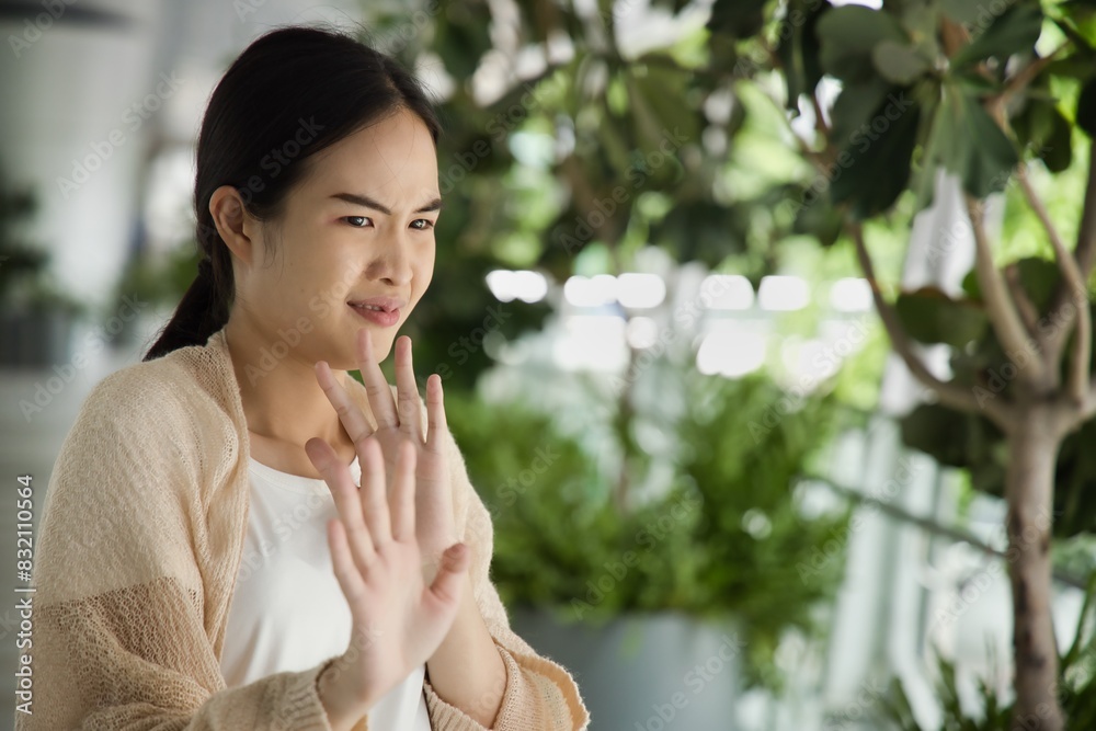 Please Stop it, leave me alone, Fearful Asian Woman Expressing Refusal ...