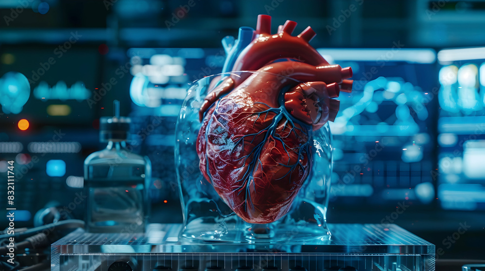 Hi tech biotechnology system recreating a human heart. Hi tech ...