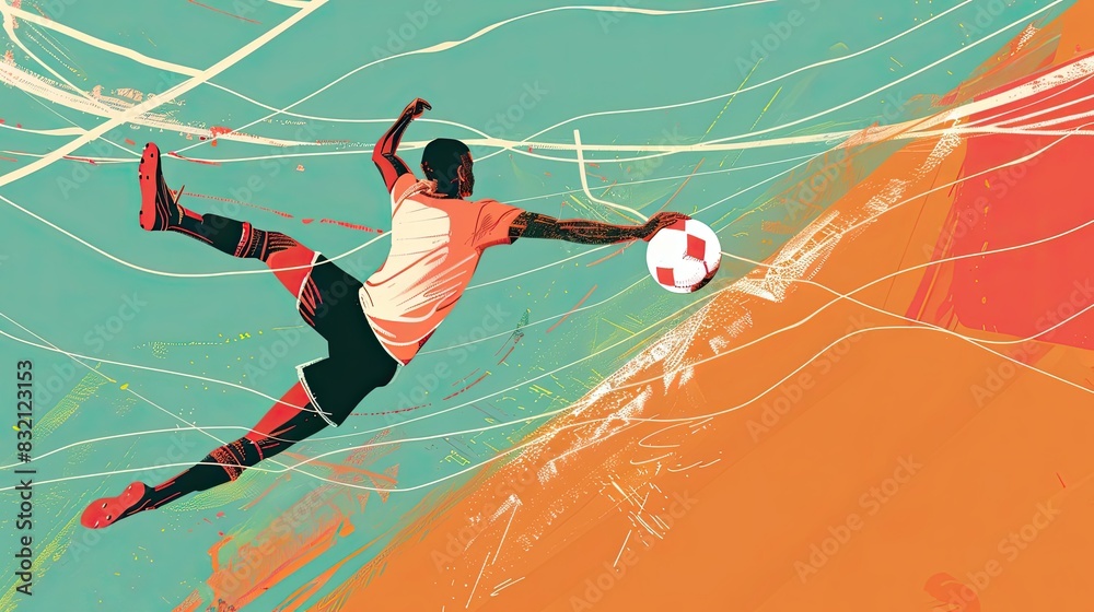 Football player scoring goal, goalkeeper catches ball at goal. Football ...