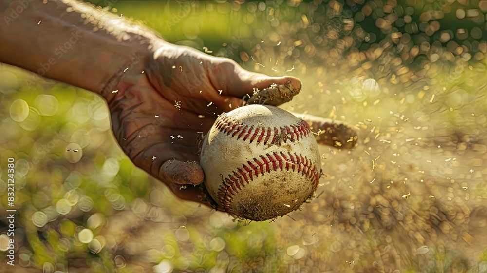 Baseball in hands of pitcher, preparing to throw. Training, competition ...