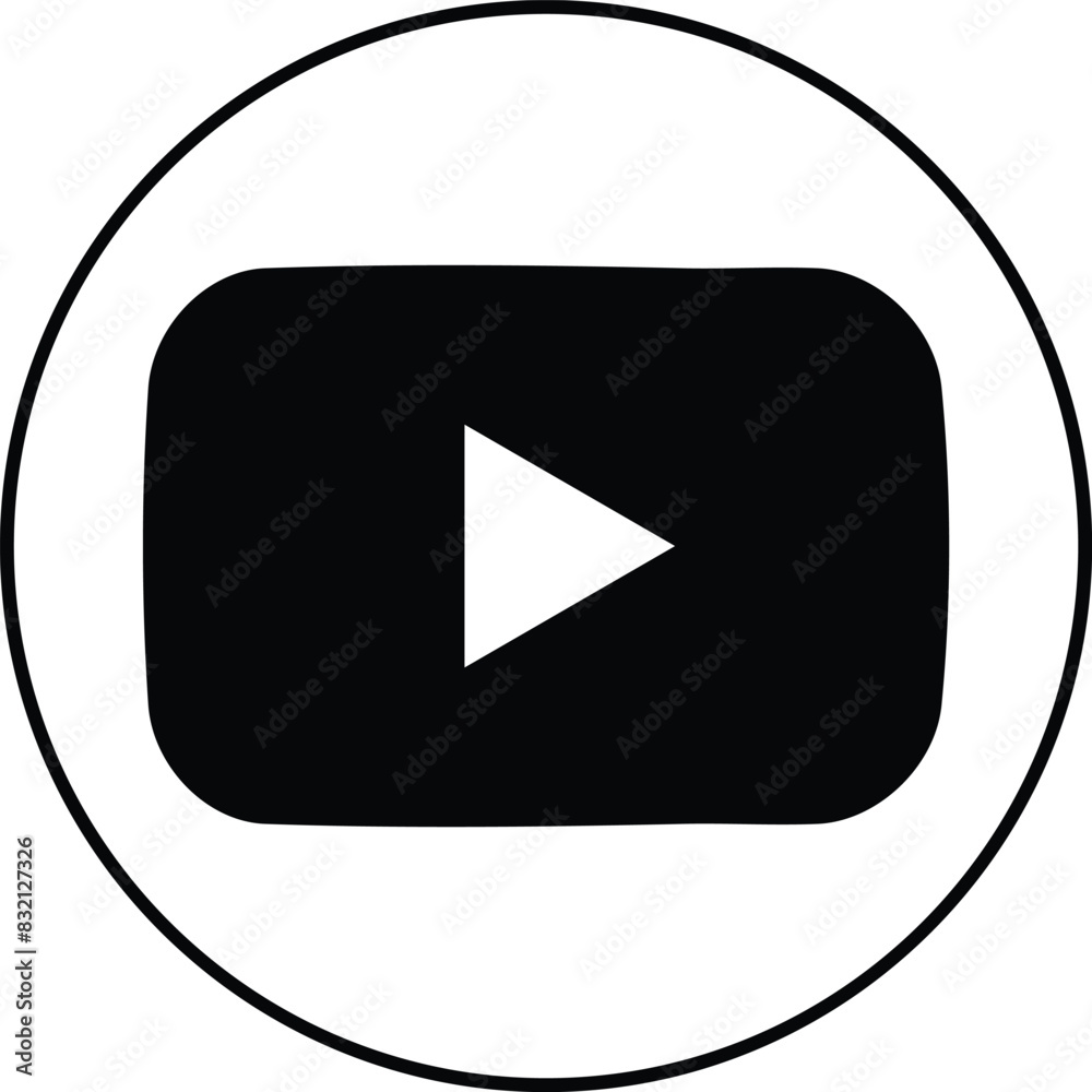 Black YouTube logo on a transparent background. Realistic social media ...
