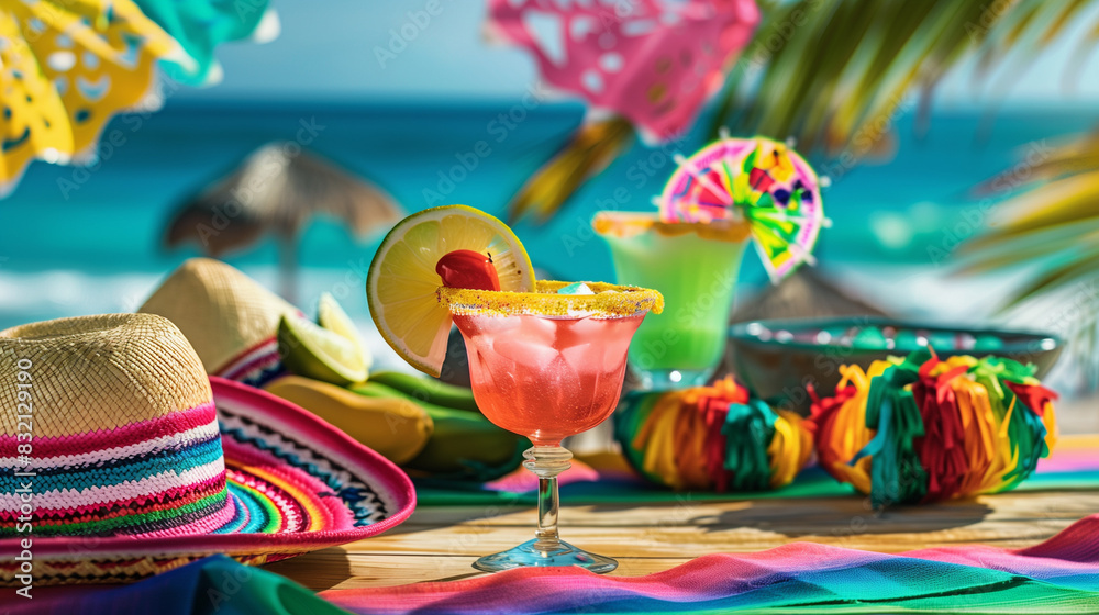 Cinco de Mayo, Mexican colorful summer fiesta party, sombrero hat ...