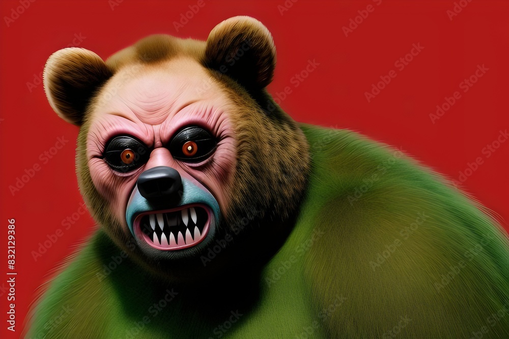 an illustration of an evil bear, grizzly bear, black bear, brown bear ...
