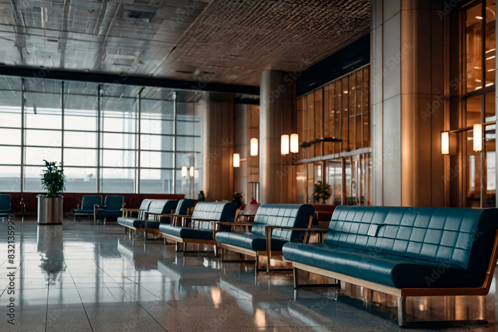 Empty waiting area in terminal International Airport. Modern lounge ...