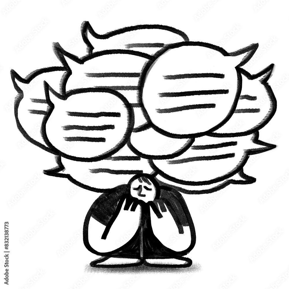 Cyberbullying doodle png sticker, depressed man crying, transparent ...