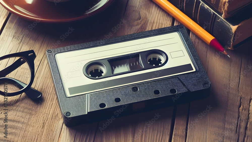 old classic video and audio tape from 90s and 80s Stock Photo | Adobe Stock