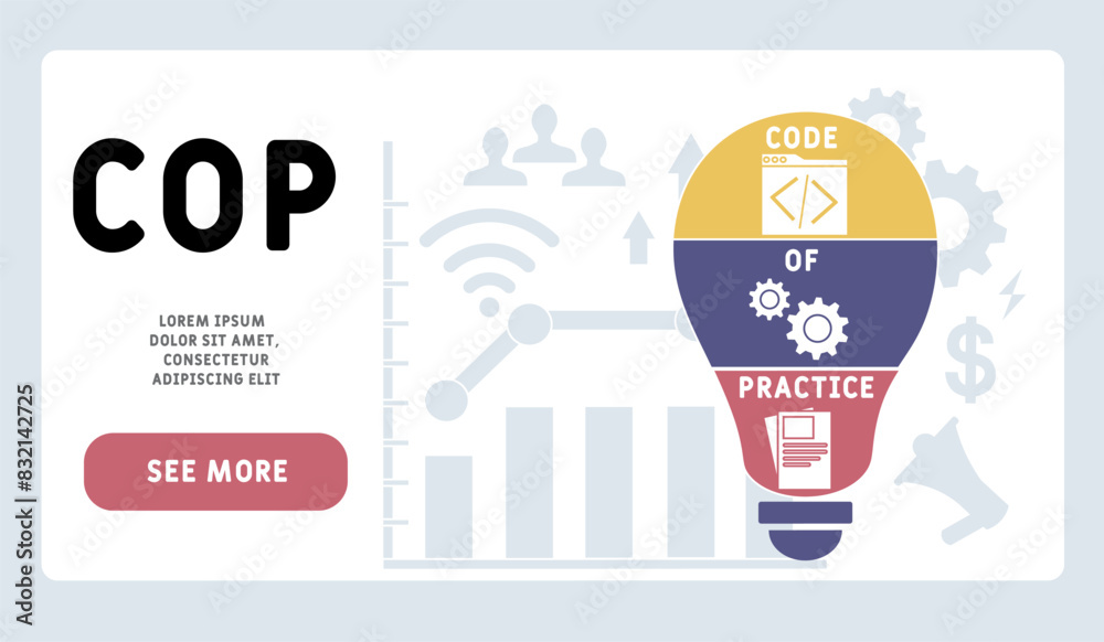 COP - Code Of Practice acronym. business concept background. vector ...