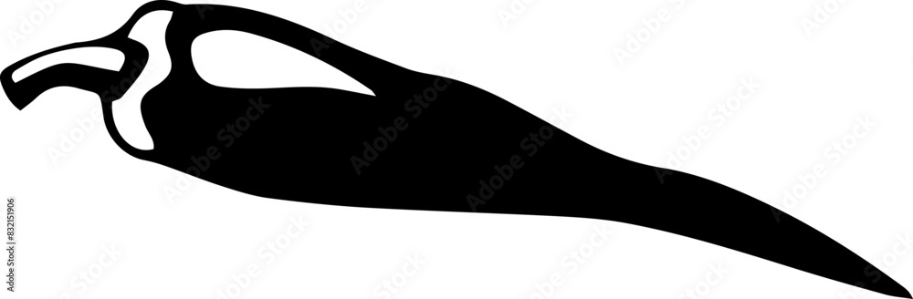 Hand drawn black chilli pepper flat creative icon. Vegetable pictogram ...