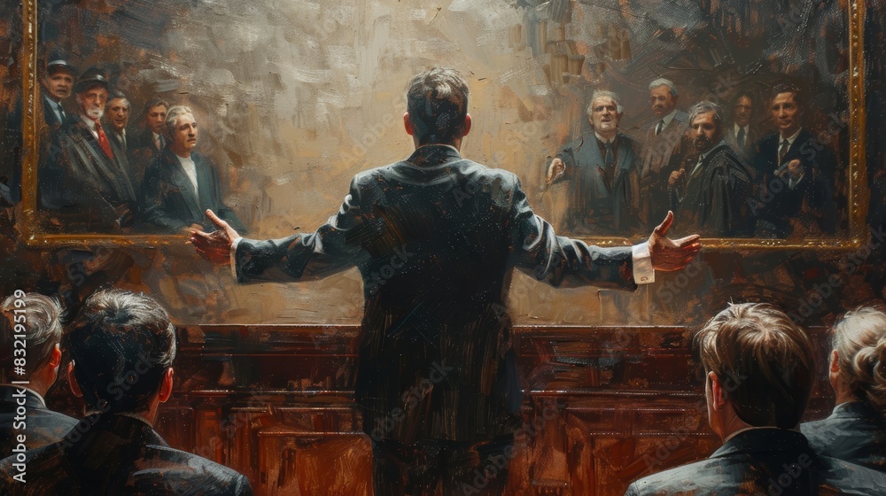 Intense closing arguments in highstakes trial, isolated white ...