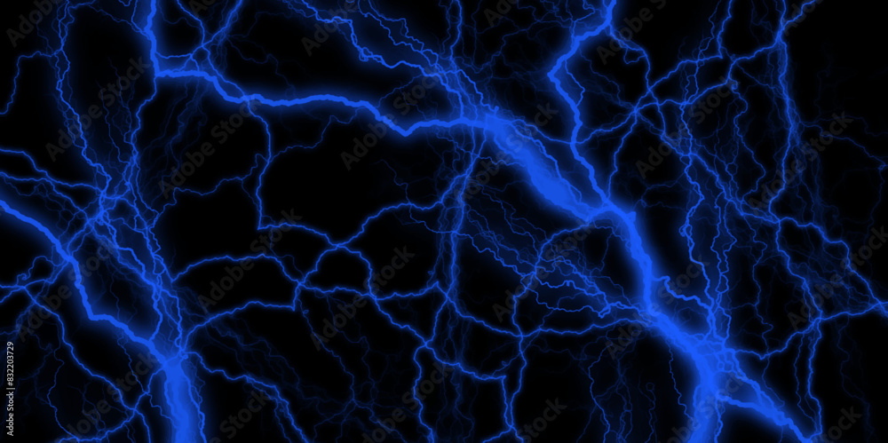 Lightning flash on black background. lightning in the night sky. Blue ...